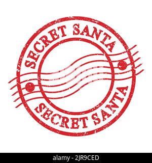 SECRET SANTA text written on red grungy vintage round stamp Stock Photo ...
