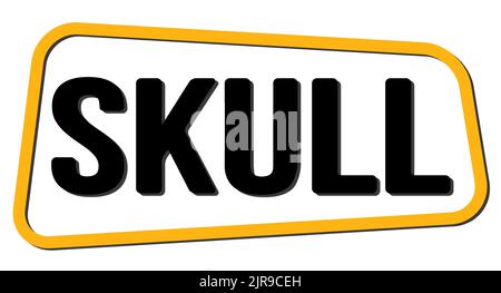 SKULL text written on yellow-black dash stamp sign Stock Photo - Alamy