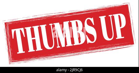 THUMBS UP, text written on pink-black grungy postal stamp Stock Photo ...