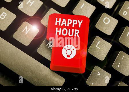 Conceptual caption Happy Hour, Business showcase Spending time for ...
