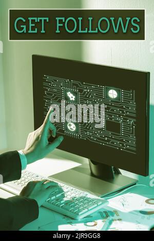 Conceptual caption Get Follows. Conceptual photo person who imitates ...