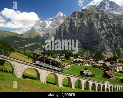 The Allmendhubel funicular seen from the panorama path overlooking the ...