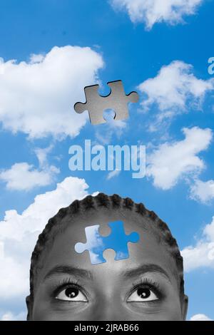 Creative 3d collage artwork postcard poster magazine sketch of curious ...