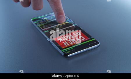 3D Render of remote hacker attack on private data on contemporary ...