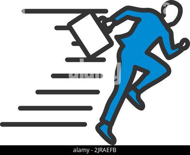 Icon Of Accelerating Businessman. Editable Bold Outline Design. Vector ...