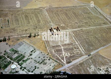 Algeria, Timgad, in the Aures Mountains of Algeria: aerial view of the ...