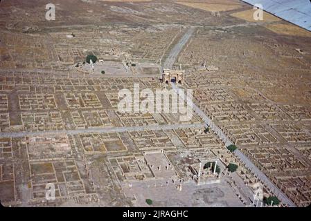 Algeria, Timgad, in the Aures Mountains of Algeria: aerial view of the ...