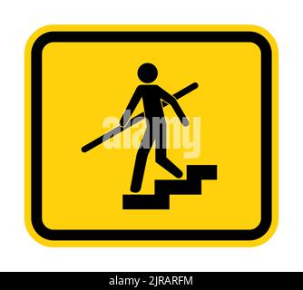 Use handrails to avoid a fall - caution of stairway, sign Stock Vector ...