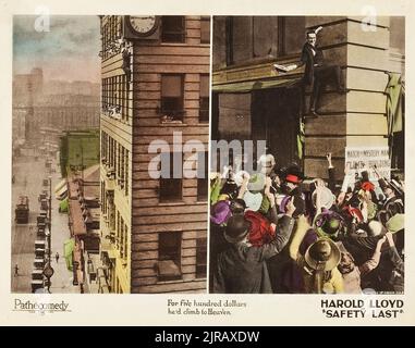 Harold Lloyd - Safety Last! (Pathé, 1923). Title Lobby Card Stock Photo ...