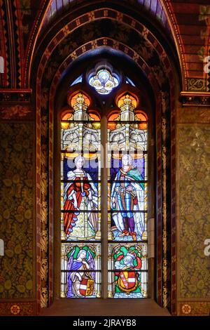Holy Blood chapel, Figurative stained-glass window, Bruges, Belgium ...
