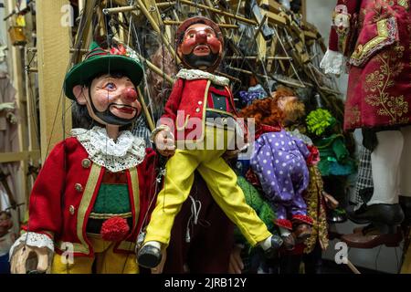 Munich, Germany. 25th July, 2022. Various marionettes (here twice the ...