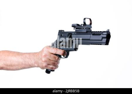 Male hand with revolver Stock Photo - Alamy