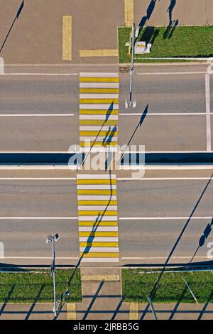 Russia, Aerial view of empty zebra crossing Stock Photo - Alamy