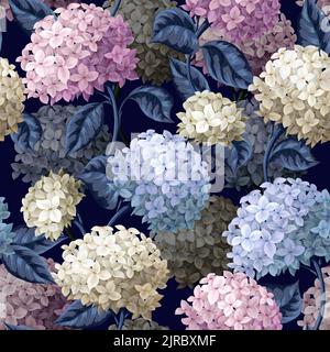 Seamless botanical pattern with hydrangeas. Vector Stock Vector Image & Art - Alamy