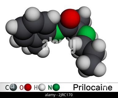 Prilocaine molecule. It is local anesthetic, used in dental procedures ...