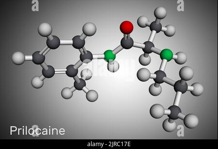 Prilocaine molecule. It is local anesthetic, used in dental procedures ...