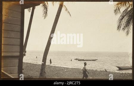 Village view in Samoa, circa 1880, digitally enhanced reproduction of a ...