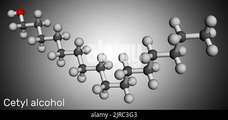 Cetyl alcohol, palmityl alcohol molecule. Used in cosmetic industry, as ...