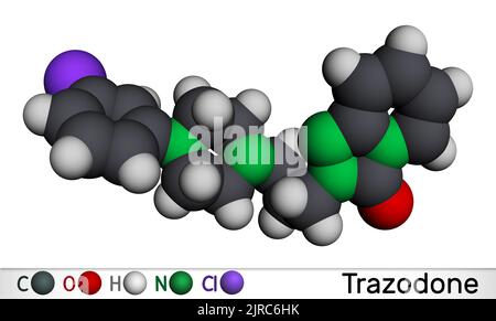 Trazodone molecule. It is antidepressant, used to treat major ...