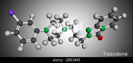 Trazodone molecule. It is antidepressant, used to treat major ...