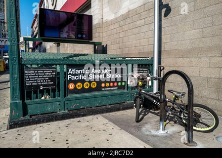Atlantic Avenue subway station sign in downtown Brooklyn New York City ...