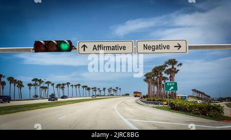 Street Sign theDirection Way to Affirmative versus Negative Stock Photo ...