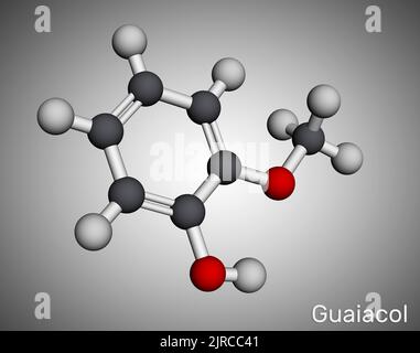 Guaiacol molecule. It is expectorant, disinfectant, plant metabolite ...