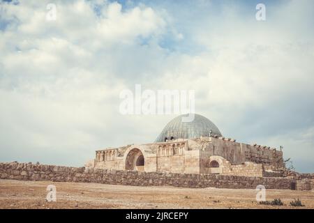 The exterior design of an ancient Umayyad Palace in Amman, Jordan with ...