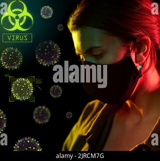 woman wearing reusable mask protecting from virus Stock Photo - Alamy