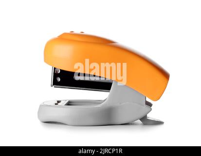 Modern orange stapler on white background Stock Photo - Alamy