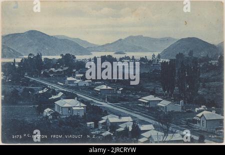 Picton from Viaduct, New Zealand, Muir & Moodie studio, 1909, Picton ...