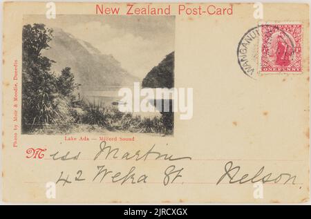 Lake Ada, Milford Sound, 1900-1903, Milford Sound, by Muir & Moodie ...