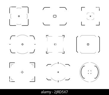 Camera frame viewfinder screen icons set. Focus icon. Black square corner for picture symbol ...