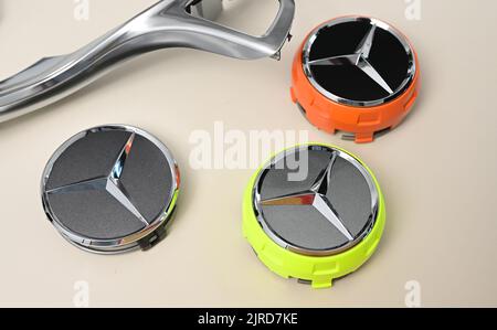 Sindelfingen, Germany. 11th Aug, 2022. Fake Mercedes-Benz car parts are ...