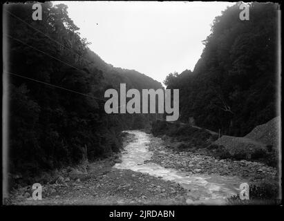The Otira Gorge, View of the Otira River in the Otira Gorge, with the ...