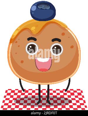 Pancake cartoon character with blueberry illustration Stock Vector ...