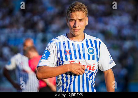 Odense, Denmark. 22nd, August 2022. Goalkeeper Martin Hansen (1) of OB ...