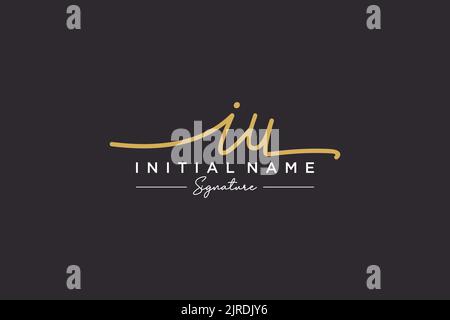 IU signature logo template vector. Hand drawn Calligraphy lettering ...