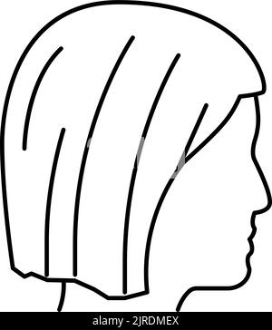 Short wig icon outline vector. Head style. Fashion model Stock Vector ...