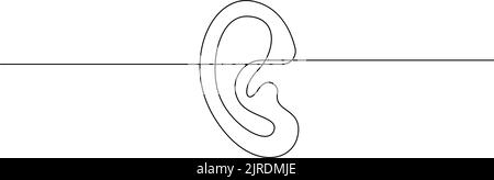 Human ear continuous one line drawing. World deaf day single line ...
