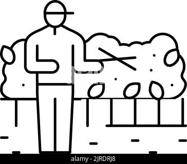 hedg bush shrub trimming line icon vector illustration Stock Vector ...