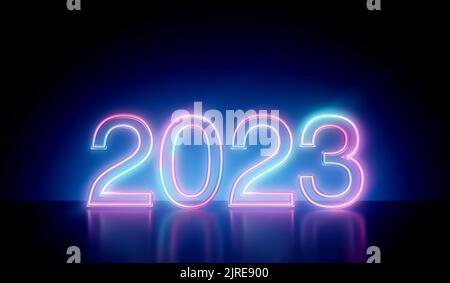 neon 2023 christmas background, 3d render Stock Photo - Alamy