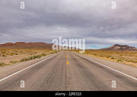 Riding the Route 95 in Nevada on daytime thru the desert, USA Stock ...