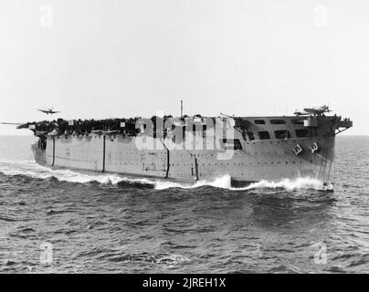 HMS Argus operating off the North African coast during combined ...