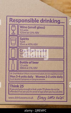 Tesco cardboard wine bottle carrier or box close up showing guidelines ...