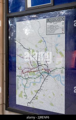 Historic old London Underground map c. 1931, at 55 Broadway Building ...