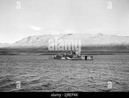 HMS JAMAICA at Hvalfjord in Iceland, October 1943. HMS JAMAICA in ...