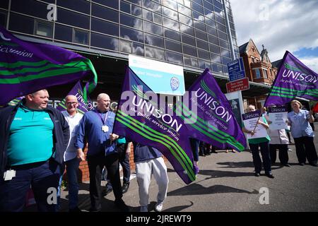 Unison members take part in a protest outside the Mater Hospital in ...