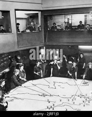 The Operations Room at RAF Fighter Command's No. 10 Group Headquarters ...