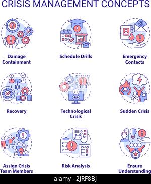 Crisis management line icons collection. Mitigation, Resilience ...